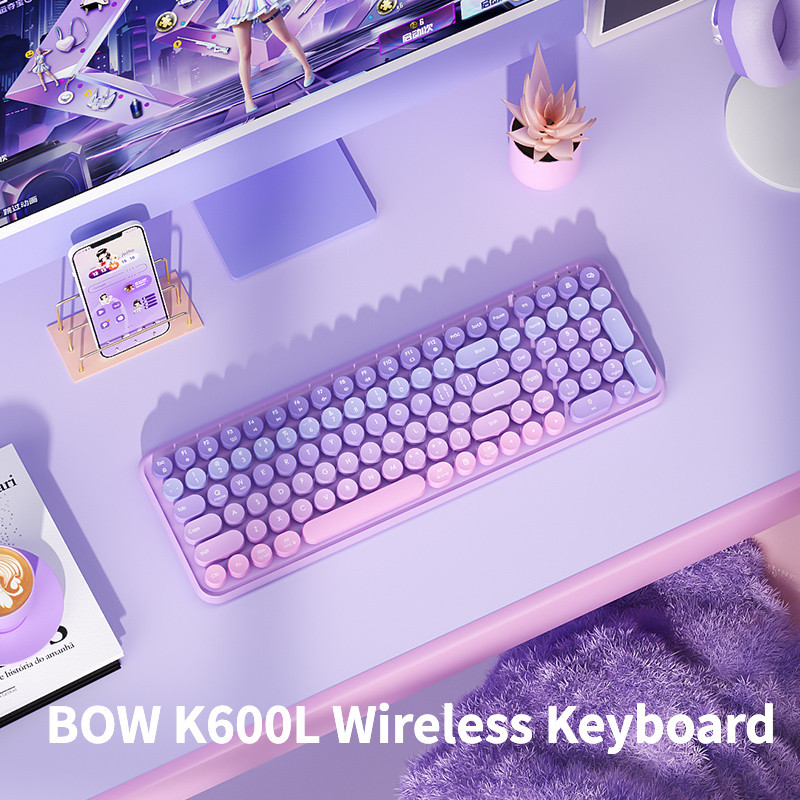 BOW Wireless 2.4g Keyboard and Mouse Set, Special Charging for Girls ...