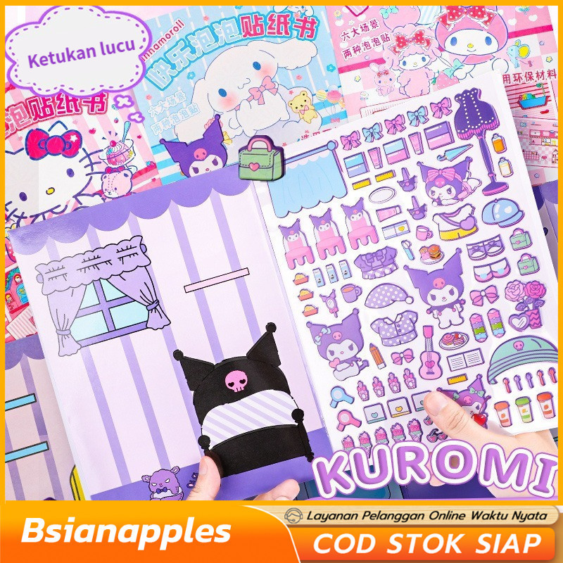 Sanrio DIY Stickers No Need To Cut Quiet Book Sticker Book Cute Jumbo ...