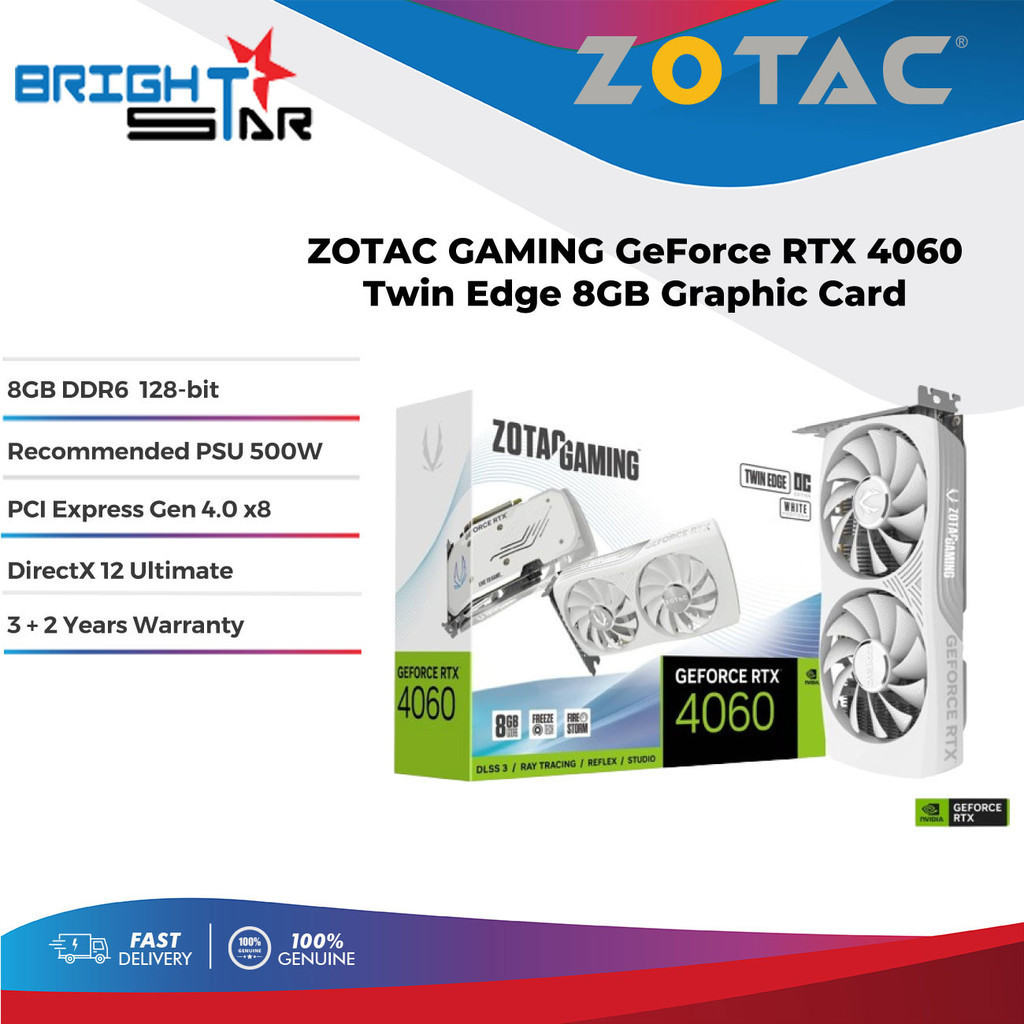 ZOTAC GAMING GeForce RTX 4060 Twin Edge OC 8GB White Edition Graphic ...