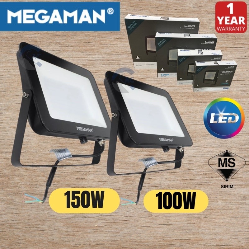 [1 YEAR WARRANTY] MEGAMAN LED FLOODLIGHT 10W/30W/50W/100W/150W LAMPU ...