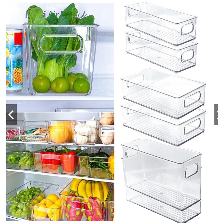 Stackable Fridge Food Organizer Bins Clear Plastic Storage Boxes With ...