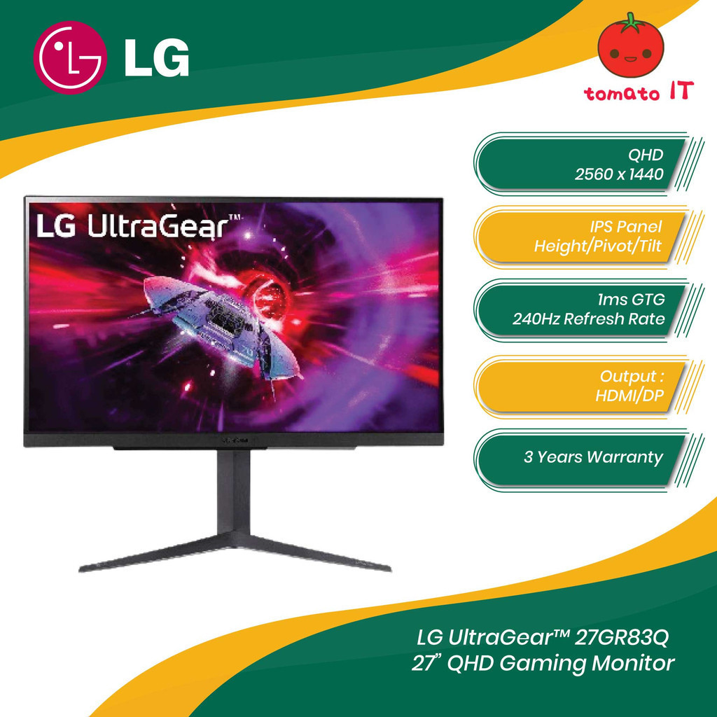 LG 27GR83Q UltraGear™ QHD Gaming Monitor with 240Hz Refresh Rate ...