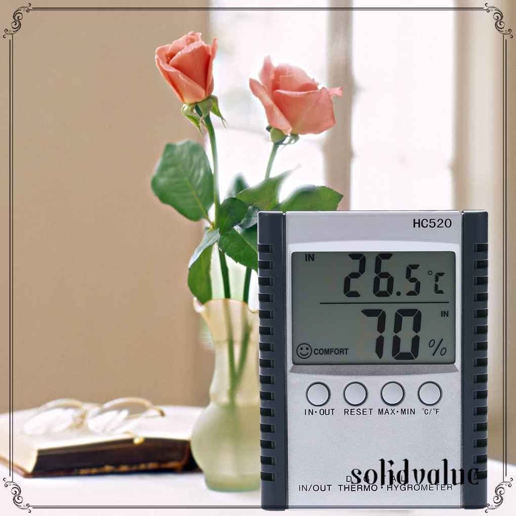 HC520 Digital In/Out Thermometer Hygrometer Temperature Wire LCD Meter ...