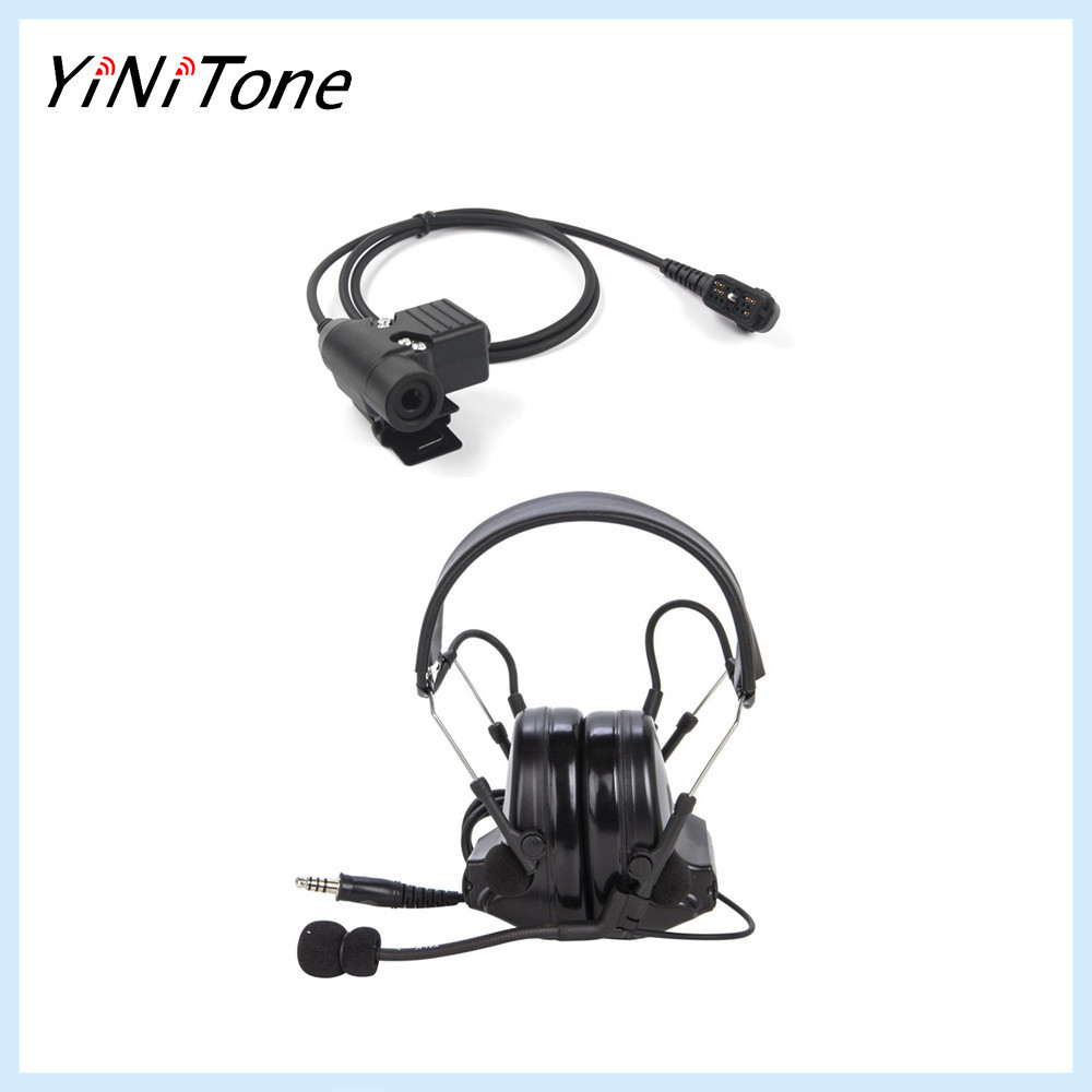 Black U94 PTT Aviation Pilot Earpiece Microphone Noise Reduction ...