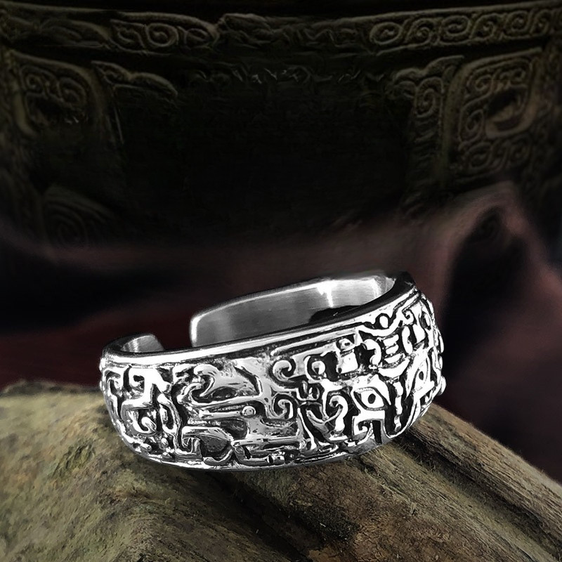 Ring Men Women Thai Silver Ethnic Style Gluttonous Ring Retro Unique ...