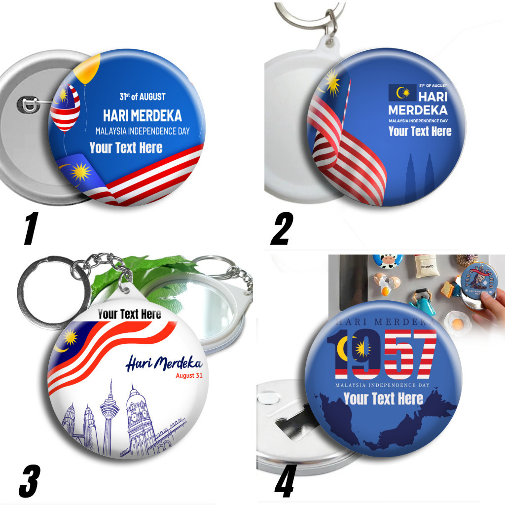 Button Badge MERDEKA HARI KEBANGSAAN HARI MALAYSIA Pin Keychain Mirror ...
