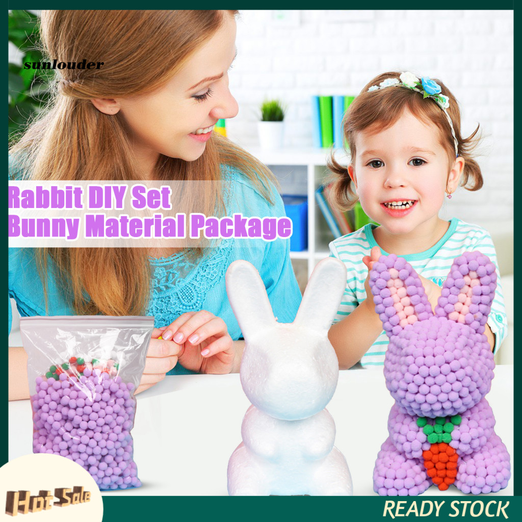 SL Bunny Material Package Kids Craft Kit Diy Bunny Pom Pom Craft Kit ...