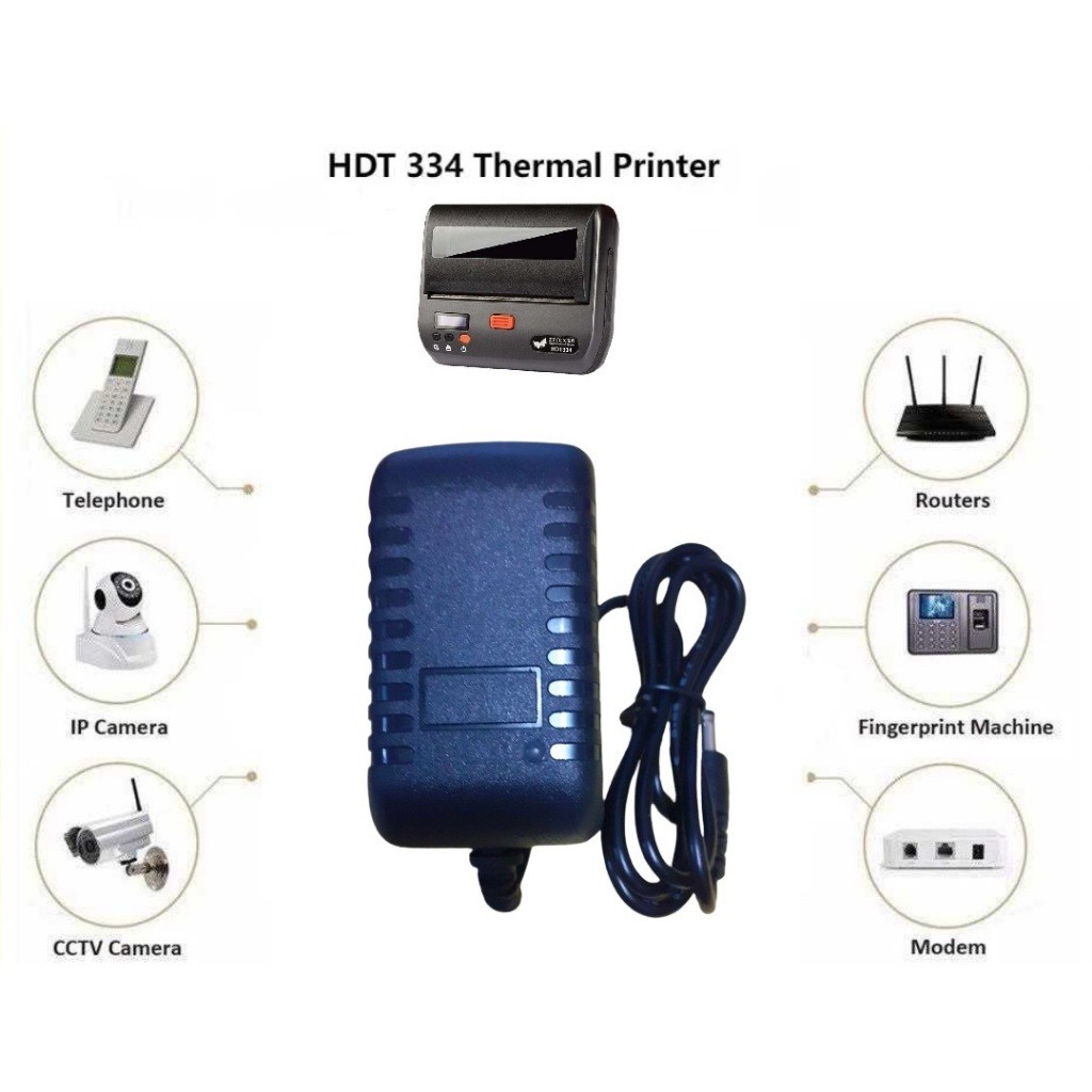 Zicox HDT334 XT423 Portable Thermal Printer 12V 1A Power Charger CCTV ...