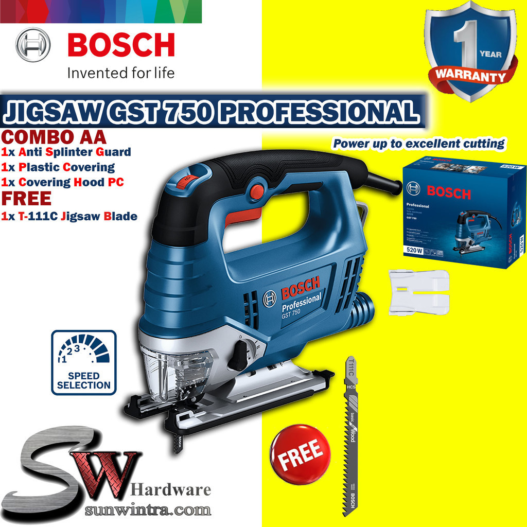 COMBO BOSCH JIGSAW GST750 Professional ,5x Different Type JigSaw Blade ...
