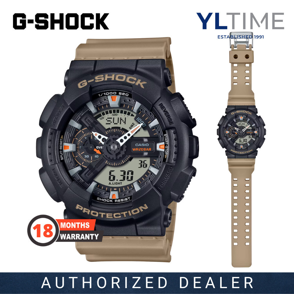 [MARCO Warranty] Casio G-Shock GA-110TU-1A5 Two-Tone Utility Series Black Body Beige Resin Band ...