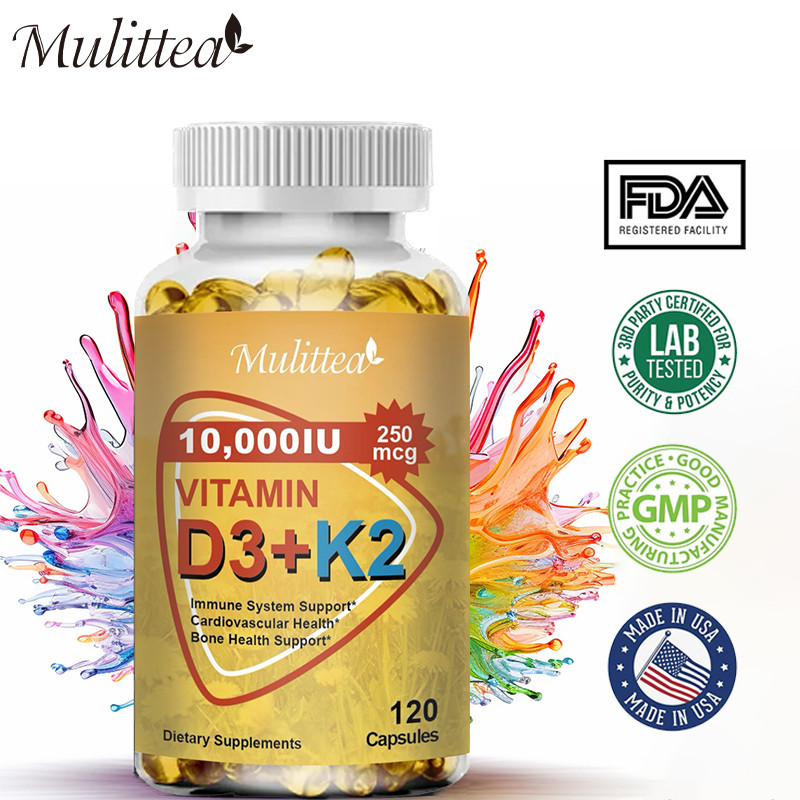 Mulittea Vitamin D3+K2 Capsules for Bone & Joint Health Cardiovascular ...