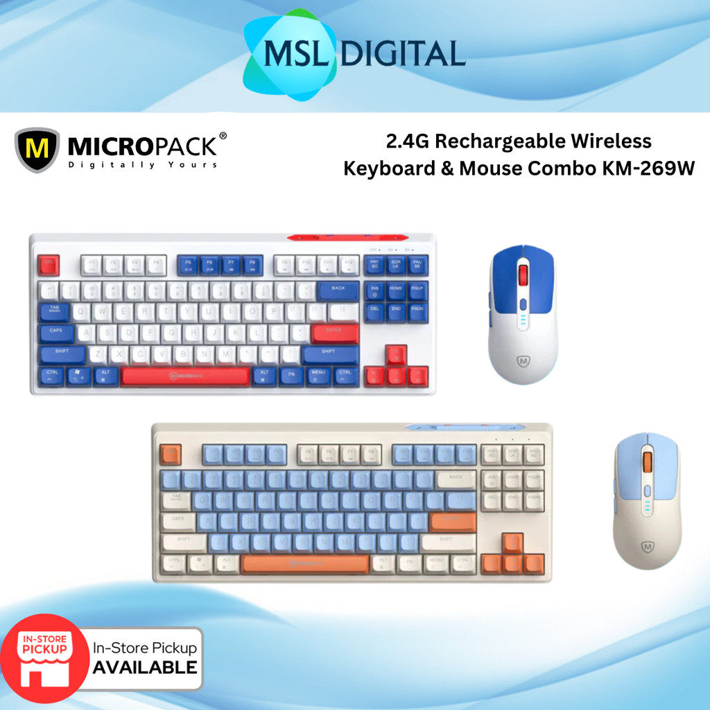 Micropack Lifestyle 2.4G Rechargeable Wireless Keyboard & Mouse Combo ...