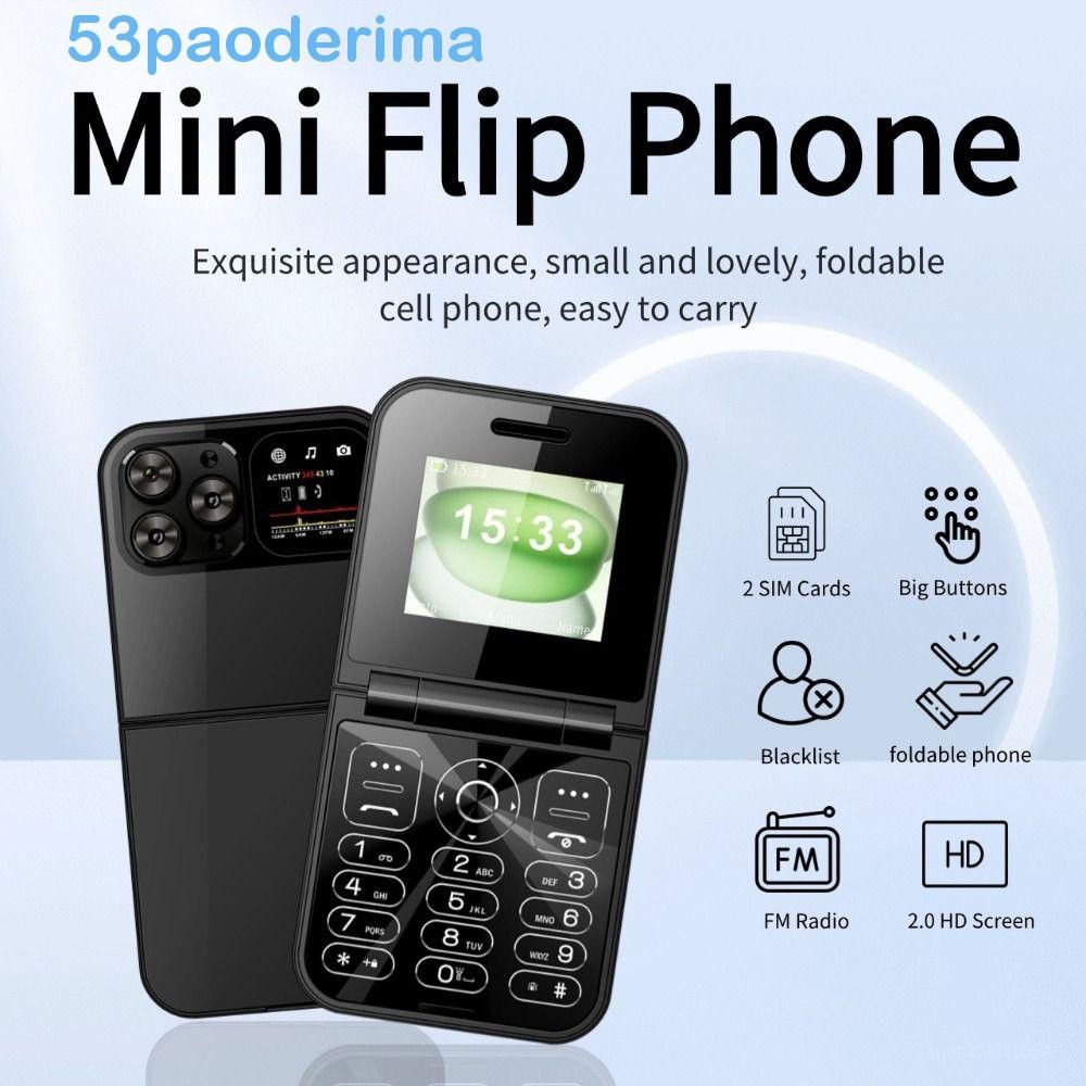 PAODERIMA Mini Flip Mobile Phone, Dual SIM Card F15 Mini Flip Foldable ...