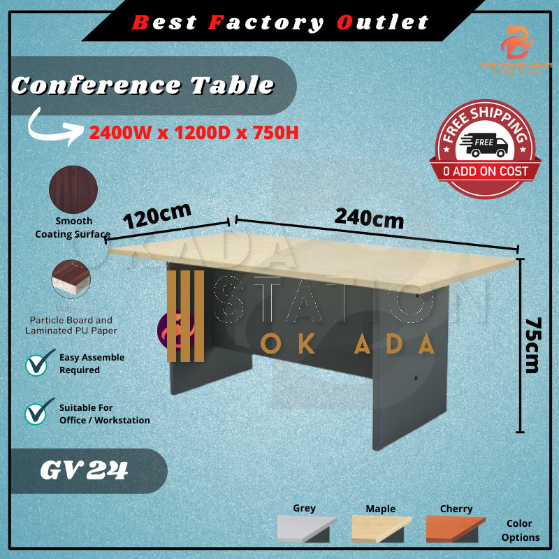 GV24 Meeting Table / SIZE: 8' / 2400MM / Office Desk / Meja Meeting ...