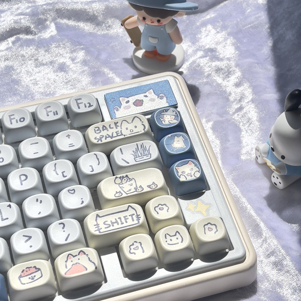 114 Keys Cute Cat Keycap Set MOA Profile Dye Sub PBT Keycaps for ...