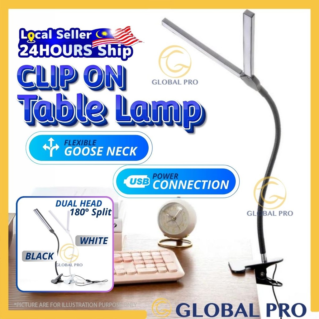 Clip On Study Lamp Flexible Gooseneck Book Reading Lamp Bed Lamp Lampu ...