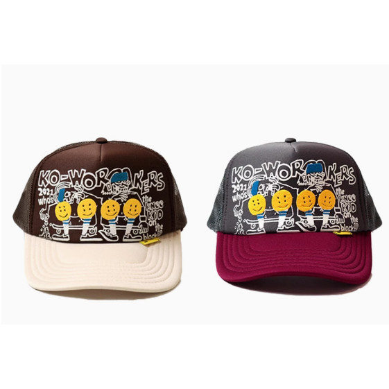 Kap dual color graffiti camouflage print smiley face splicing ...