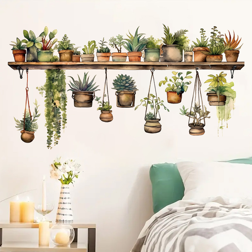 24H shipment⭐Creative Cartoon Green Plant Wall Decoration Sticker ...
