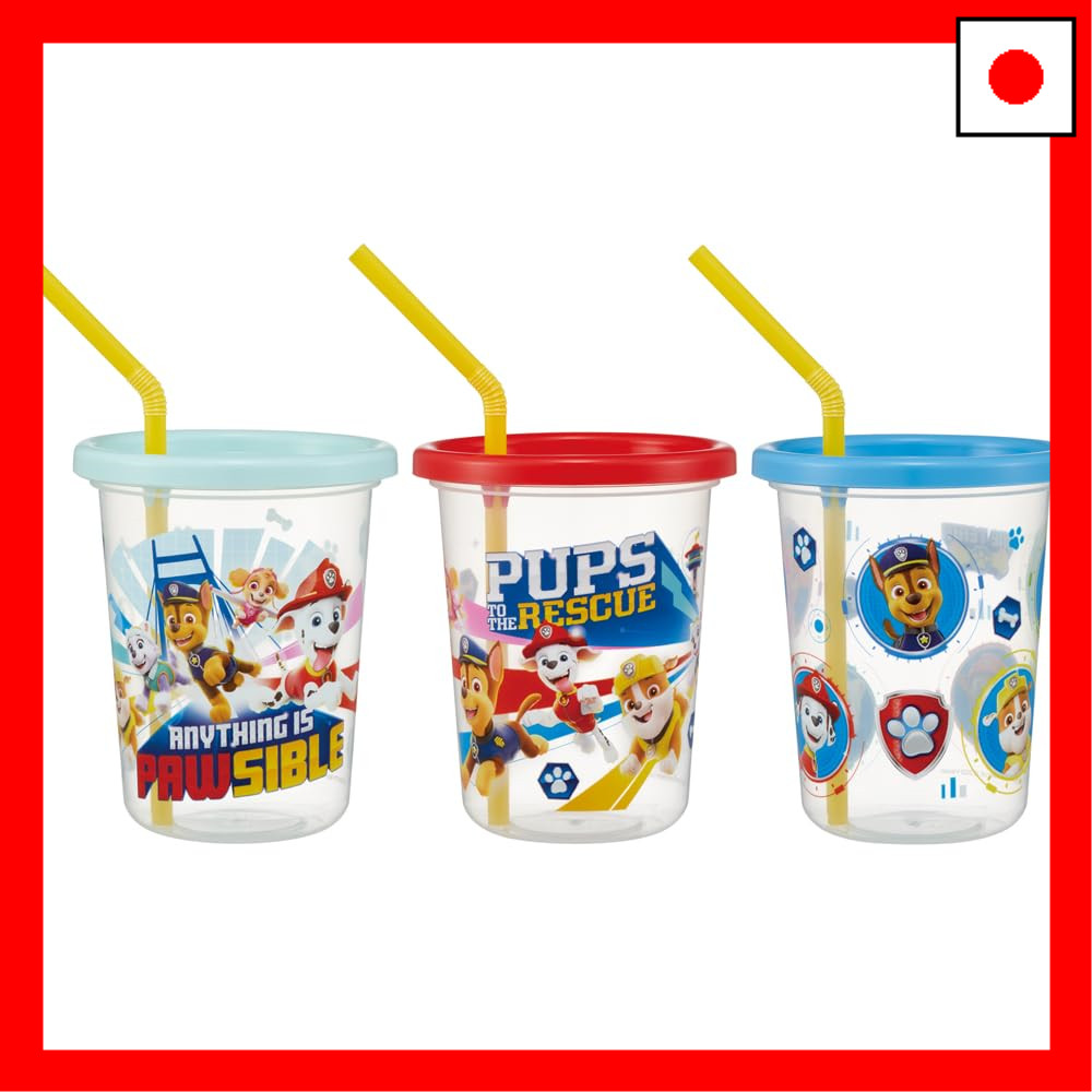 【Direct From Japan】Skater Tumbler with straw 3 pieces 320ml Paw Patrol 23 Made in Japan SIH3ST-A ...
