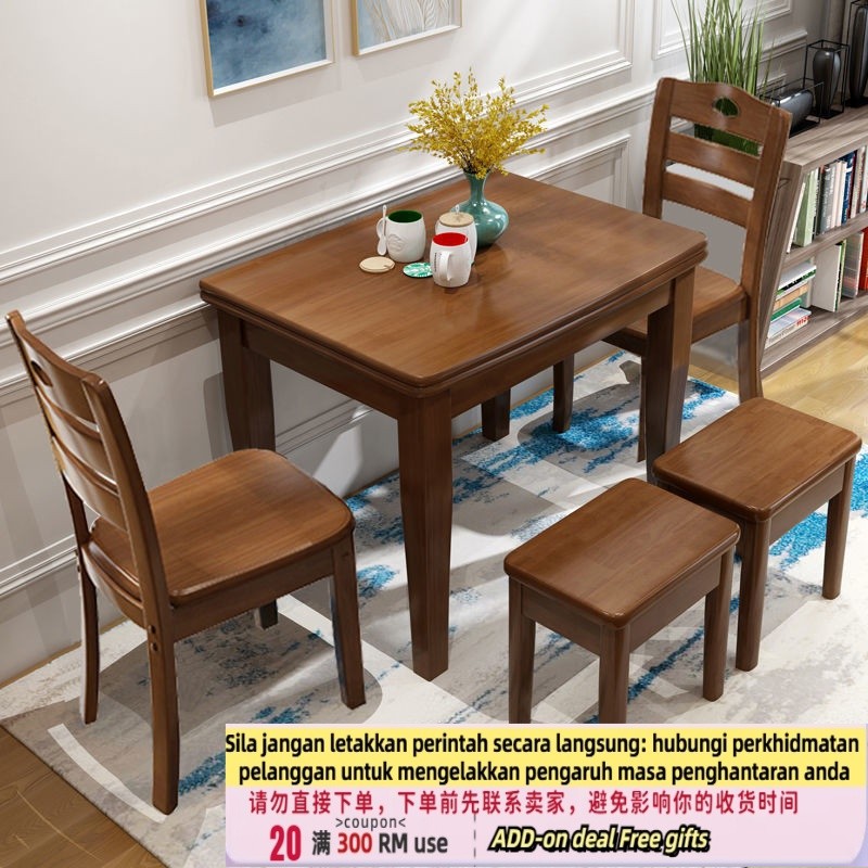Contact get 9% coupon+gift】ent Folding Dining Table All Solid Wood Rotating Dining Table Oak ...