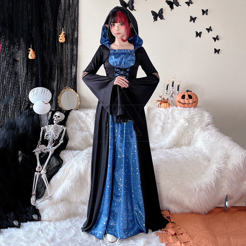 Halloween Adult cosplay Witch Magician Robe Vampire Witch Costume Drama ...