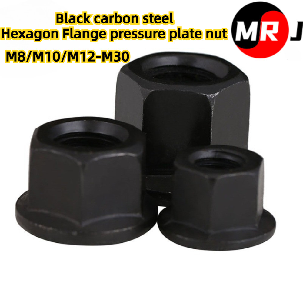 [MRJ] Black Carbon Steel Flange Hexagon Plate Nut M8/M10/M12/M14-M30 ...