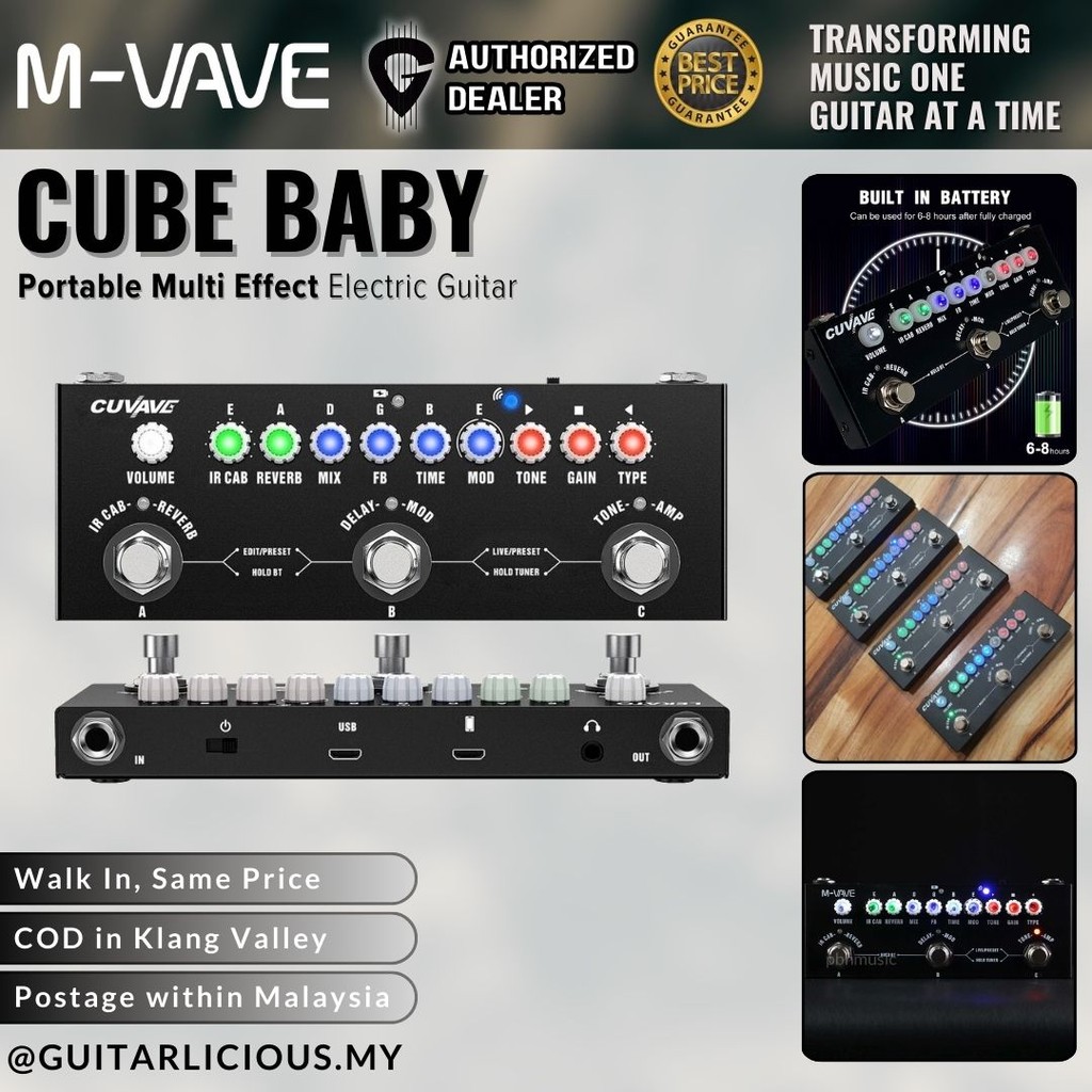 M-VAVE CUVAVE CUBE BABY Portable Multifunctional Electric Guitar Effect Pedal Combined Guitar ...