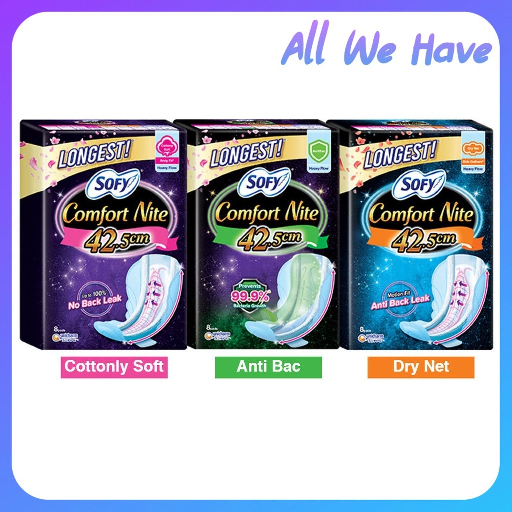 (FRESH BATCH) AWH Sofy Comfort Nite Body Fit Slim Wing Period Pad Sofy ...