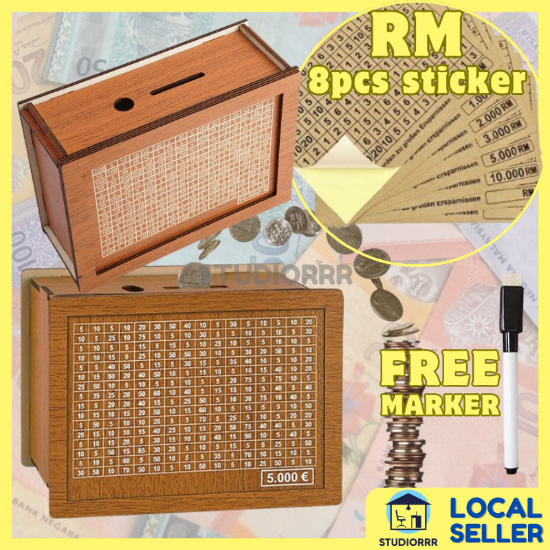 RINGGIT MALAYSIA!! 8PCS DIY Sticker Coin Storage Bank with Counting ...