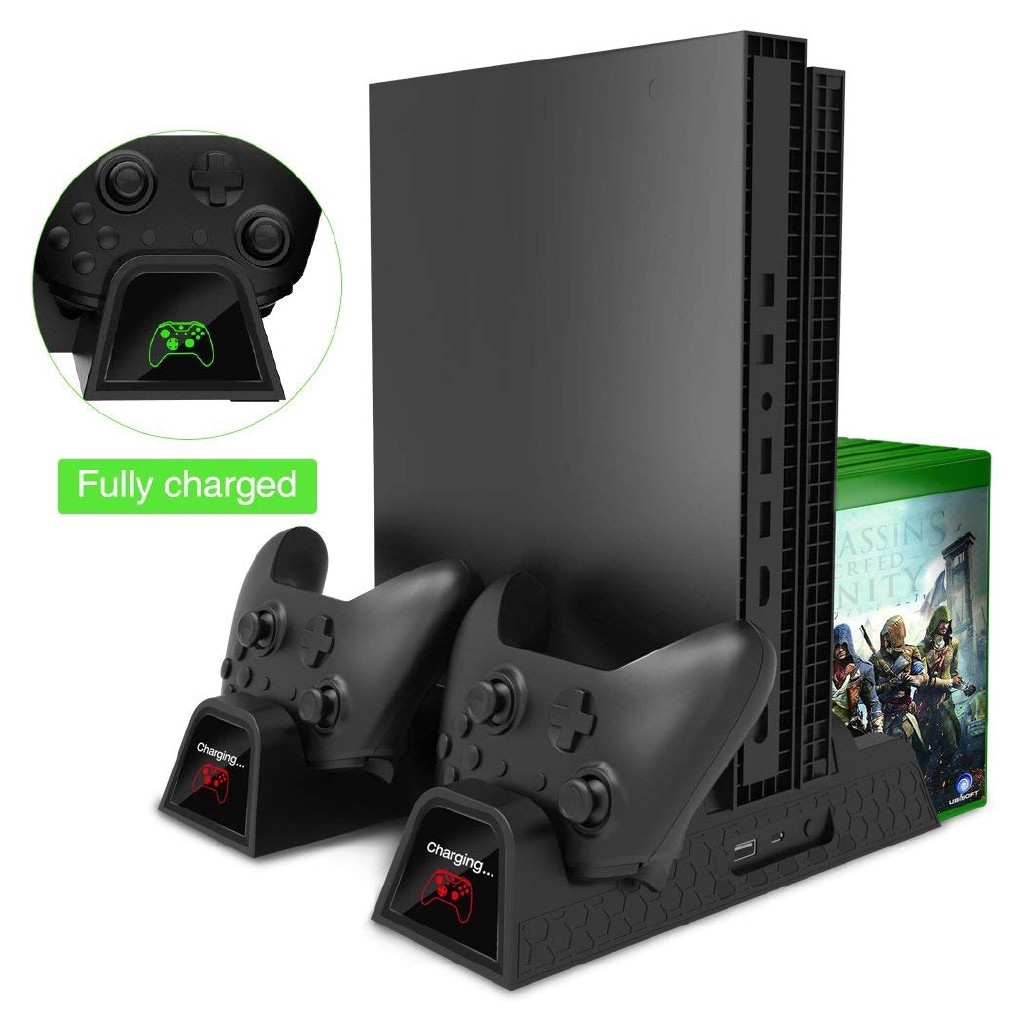 Cooling Fan Stand for Xbox One/One X/ S with Batteries, Game Storage ...