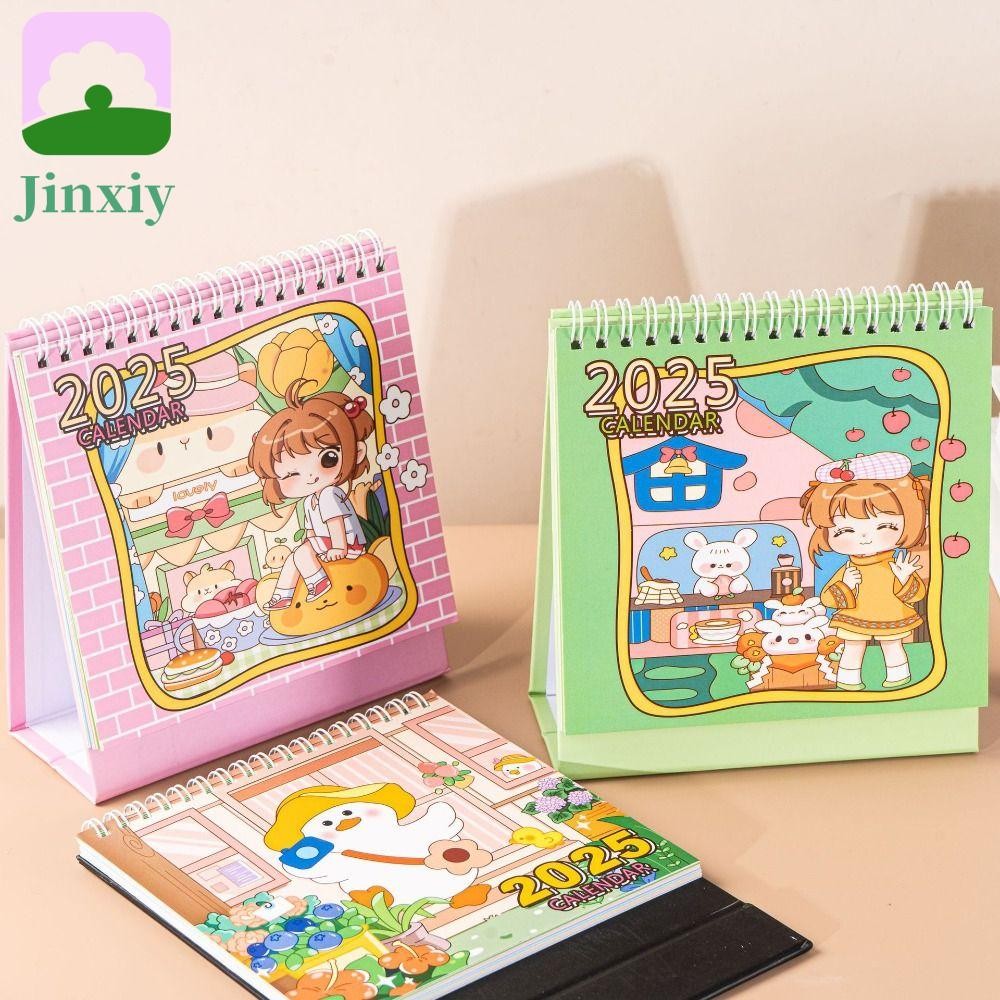 JINXIY Mini Desk Calendar, Agenda To Do List Cartoon 2025 Calendar ...