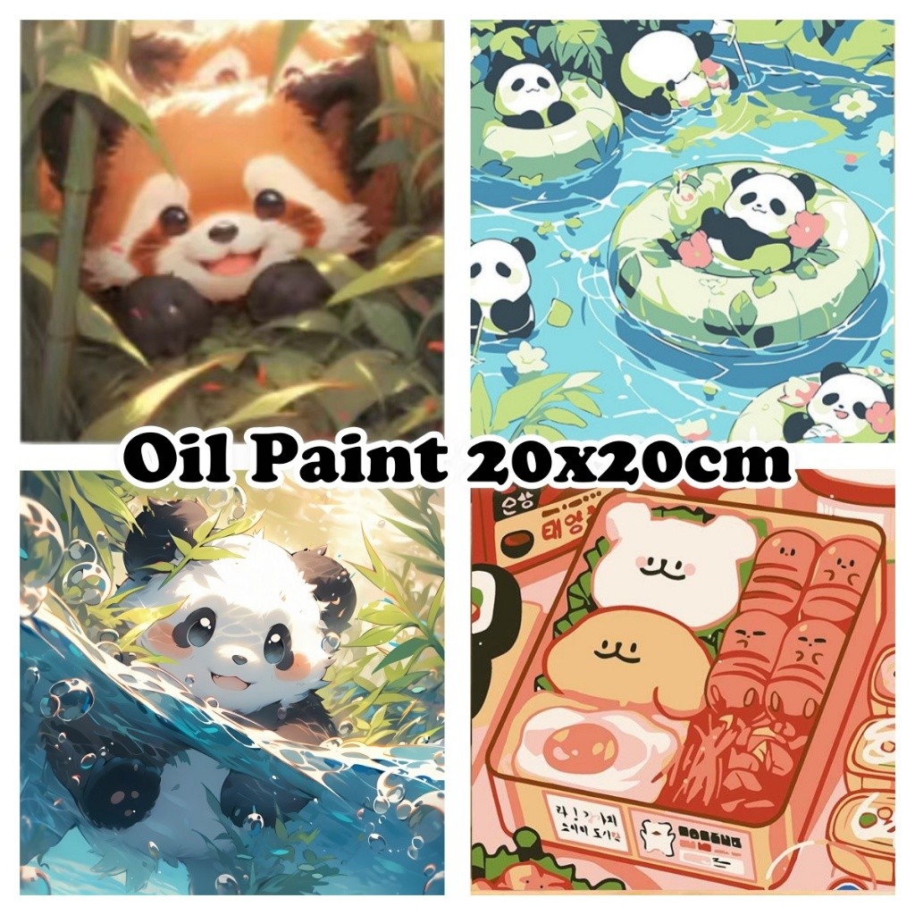 Ready Stock | Cute Panda Paint By Numbers With Frame Toys Kids Gift ...