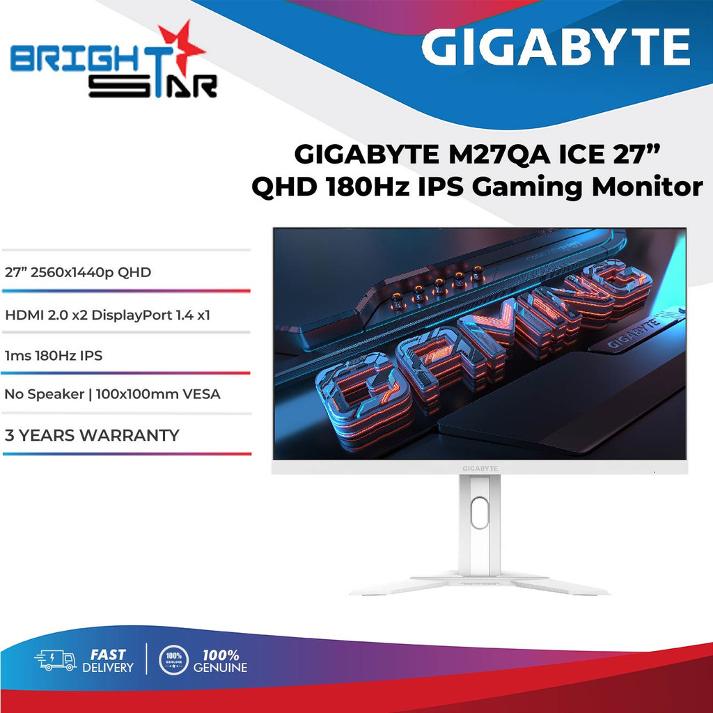 GIGABYTE M27QA Ice 27" QHD 180Hz IPS Gaming Monitor | Shopee Malaysia