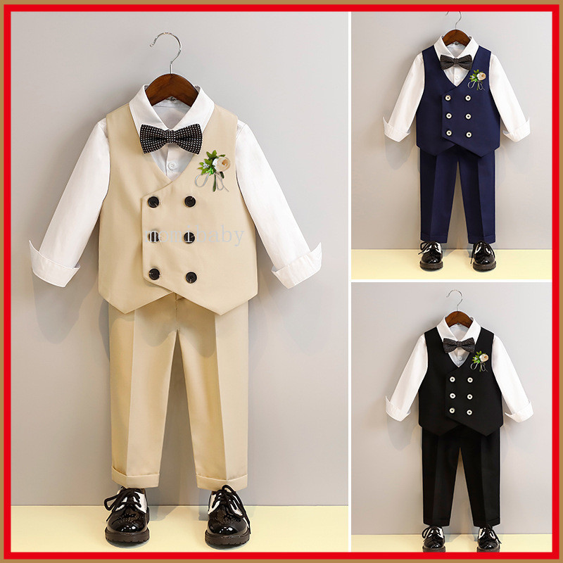 Formal Terno for Kid Boy Waistcoat White Shirts Pants Attire Tuxedo ...