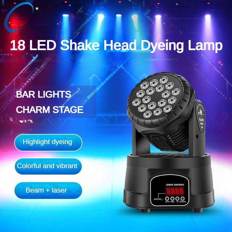 18 LED Dyeing Moving Head Light Bar Tavern 3W Voice Controlled Rotating ...
