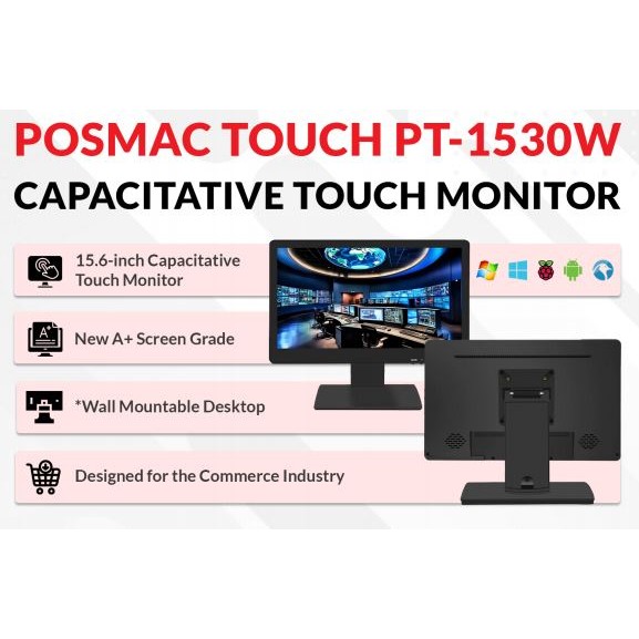 Posmac PT-1530W touch screen monitor 15.6 wide screen (vga + hdmi ...