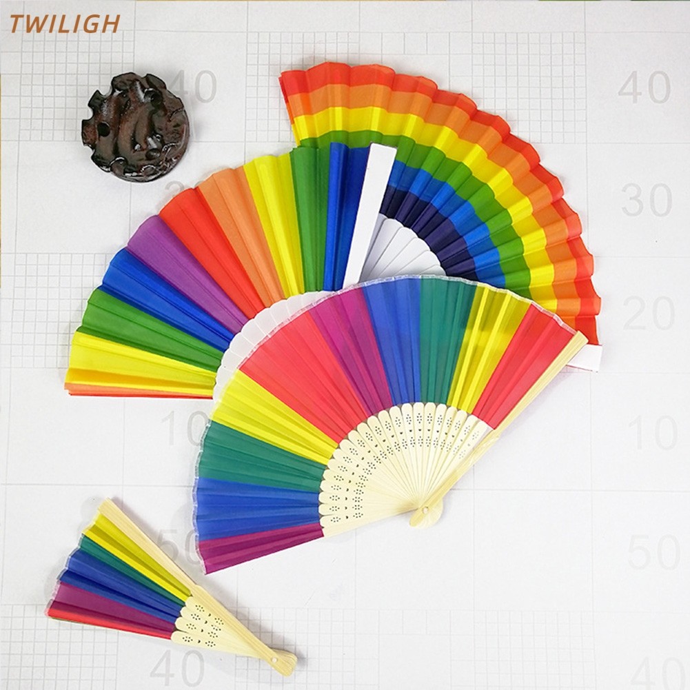 [TWG] 21cm 23cm folding fan manual folding fan fan rainbow folding fan ...