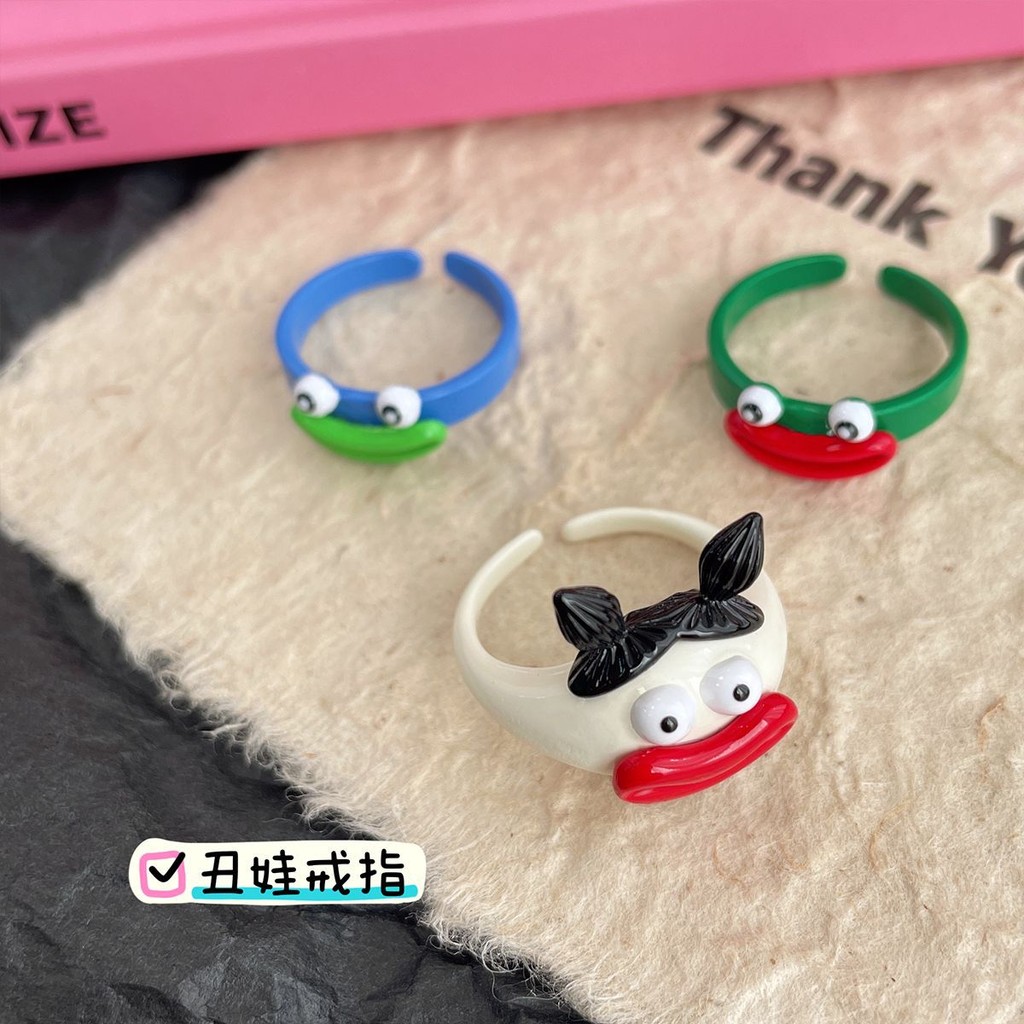 Ugly Cute Cartoon Cute Ring Niche Opening Funny Little Monster Ring ...