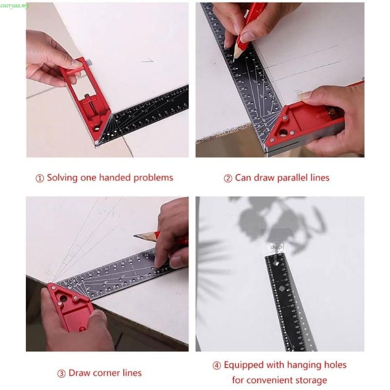 cucryaa Square Right Angles Ruler Protractor Movable Square Woodworking ...