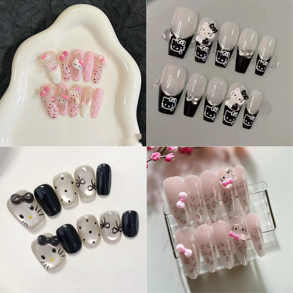 10PCS 3D Fake Nails Long Nail Art Nail Solid Color Rhinestone Frosted ...