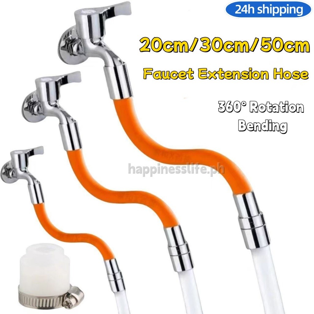 20/30/50CM Kitchen Faucet Extension Hose Bathroom 360° Rotation Bending Faucet Extender Wash ...