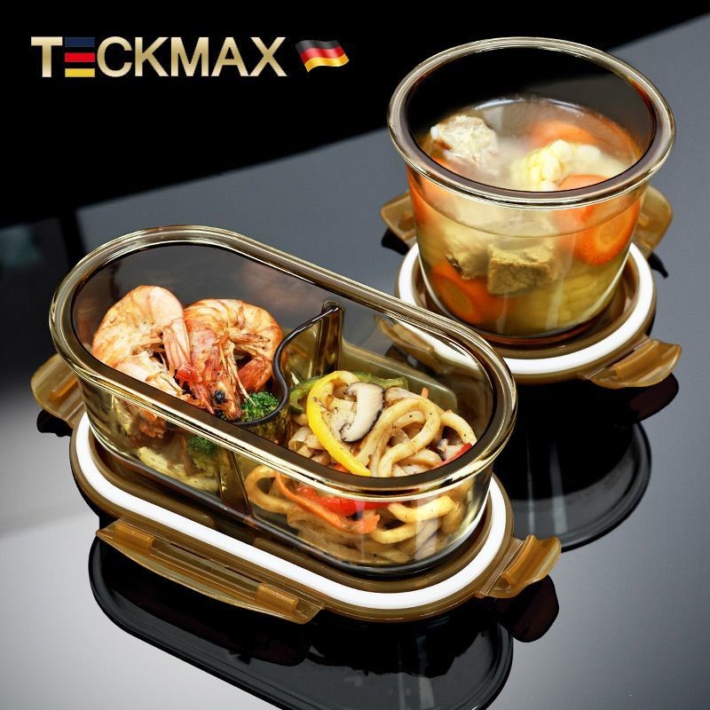 Heat-Resistant Glass Lunch Box Microwave Heating Separate Fresh-keeping ...
