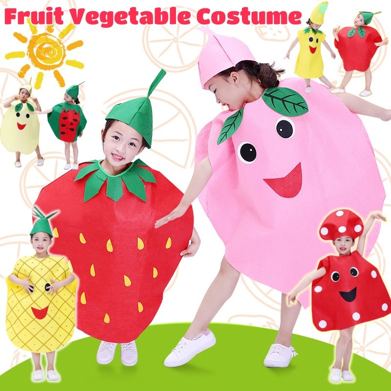 Kids Fruit Vegetable Costume Nutrition Month Vegatables Cosplay Costume Kids Pretend Dress Up ...