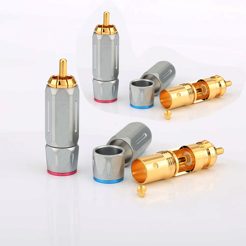 Gold plated RCA Plug 8mm Self Locking RCA Jack Male Connector with The ...