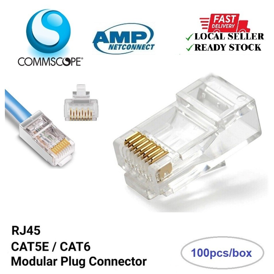 100PCS Commscope AMP Tyco RJ45 CAT5E CAT6 8P8C Modular Plug Network ...