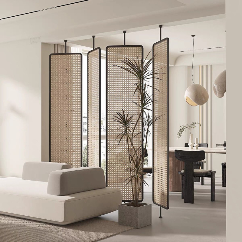 Custom Partition Bamboo Partition Chinese Style Iron Art Rattan ...