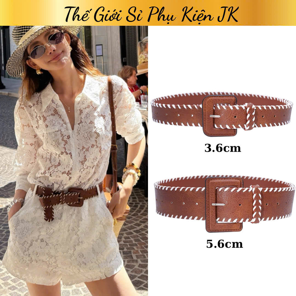 Harajuku style classic PU leather wide belt, retro vintage (MM7 ...
