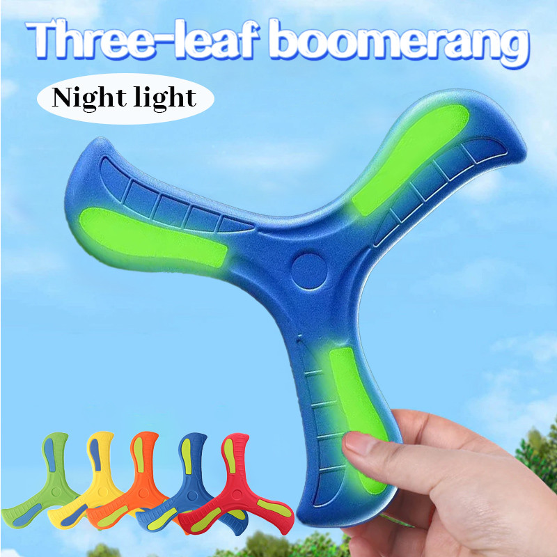Geetoy 3-Leaf Night Light Boomerang EVA Soft Flying Disc Parent-child ...