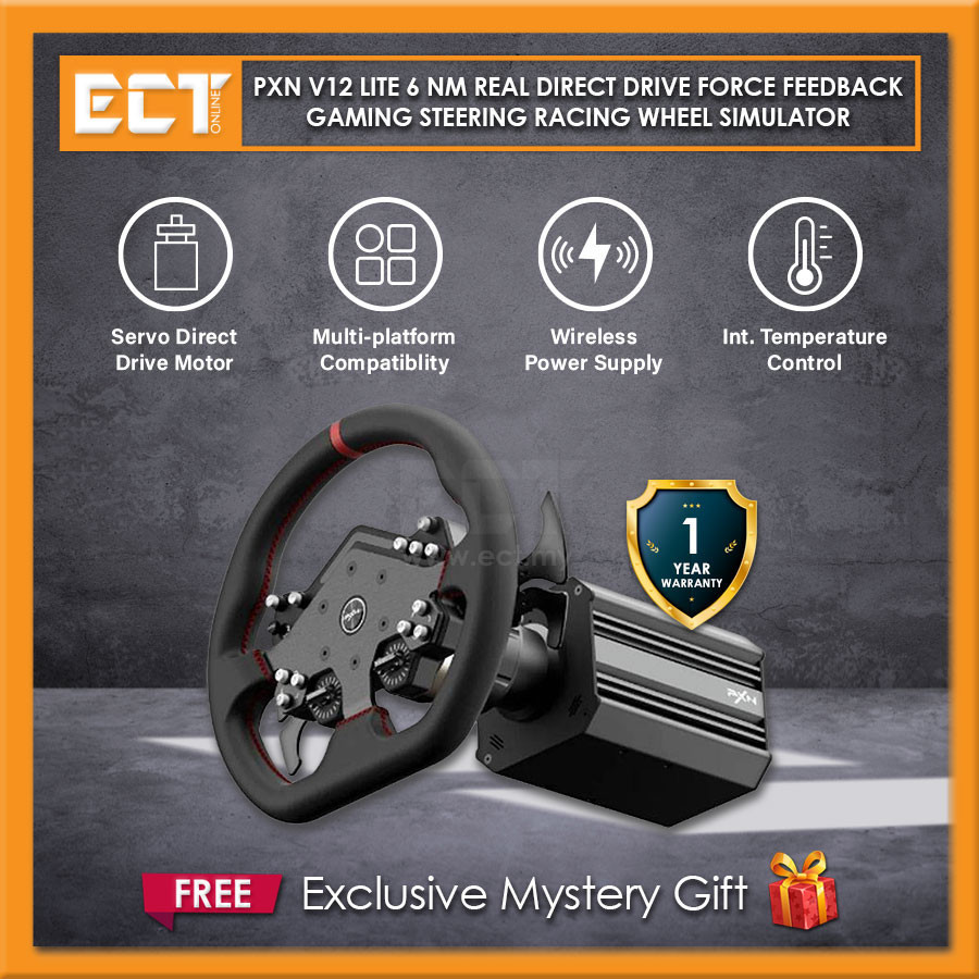 PXN V12 Lite 6 Nm Real Direct Drive Force Feedback Gaming Steering Racing Wheel Simulator with ...