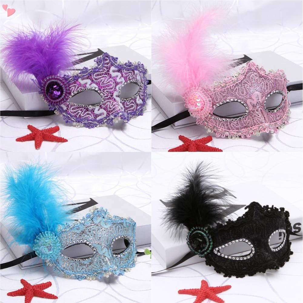 Sexy Feather Lace Mask Couple Masquerade Masks Venetian Party Mask ...